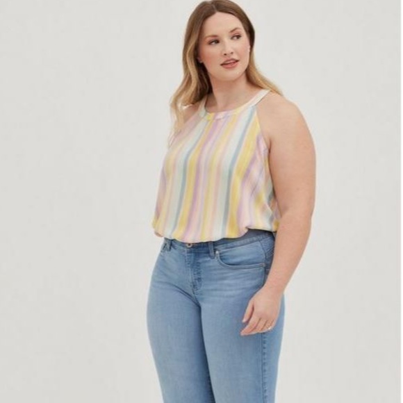 torrid | Tops | Torrid Striped Gauze Goddess Neck Tank | Poshmark